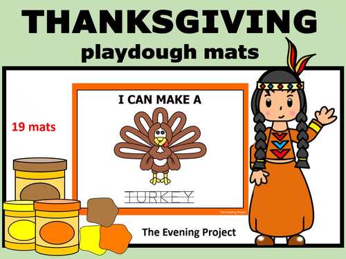 THANKSGIVING playdough mats for K and Special Education/ 19 mats