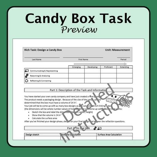 Candy Box Design Math Rich Task | Engaging, Authentic, Project-Based ...