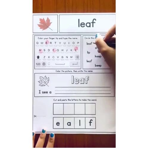 Fall words practice level 1 worksheet Special education by Piggybooks
