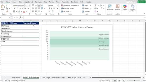 KABC-II NU Auto-Fill Psychoeducational Report Template & Graphing System