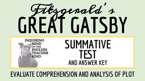 The Great Gatsby Test and Answer Key (Printable) | TpT