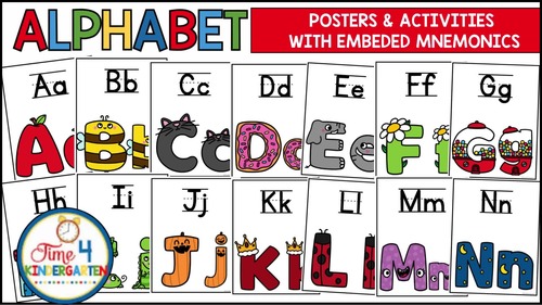 Alphabet Mnemonics Posters Flashcards Handwriting and Find It Activities