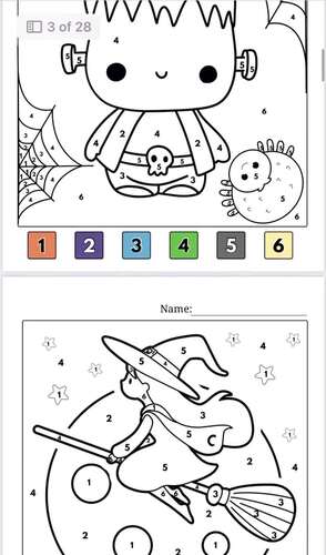 Halloween Dot-to-Dot and Color by Number Worksheets | Halloween Math ...