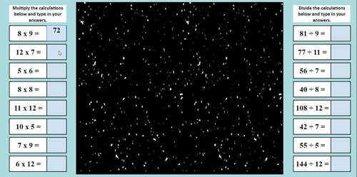 Digital Pixel Art NO PREP - Snowman GIFs Multiplication and Division to 12