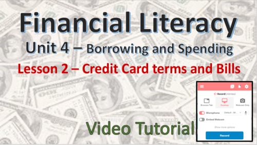 Financial Literacy Unit 4 – Borrowing/Spending, Les 2, Credit Card ...