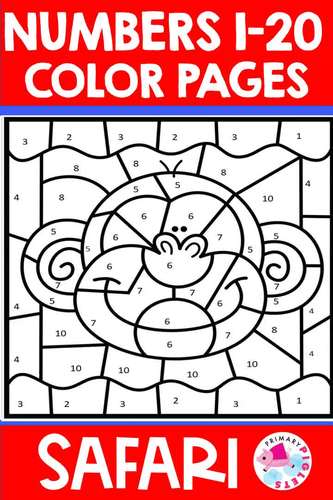 Summer Color by Number Safari Zoo Animals by Primary Piglets | TpT