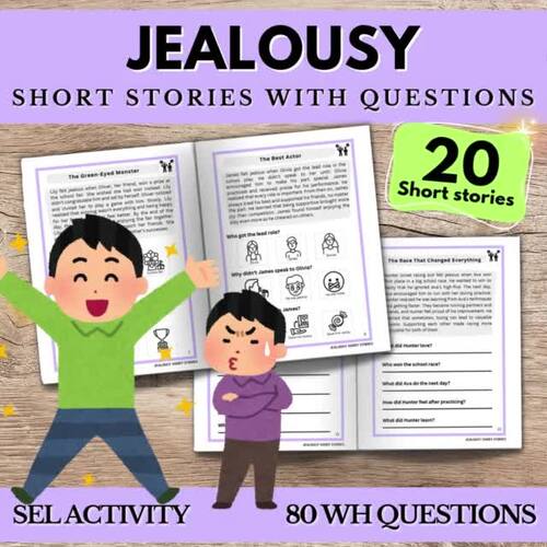 Understand & Cope W/ Jealousy Scenarios W/ Comprehension Worksheets l ...