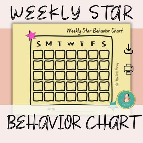 Weekly Star Behavior Chart, Incentive Chart, Reward Chart, Classroom ...