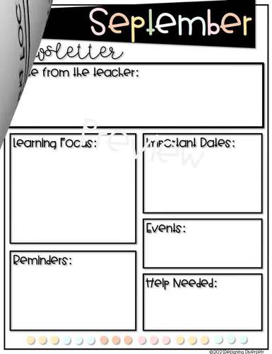 Classroom Monthly Newsletter Templates | Simplistic | EDITABLE and ...