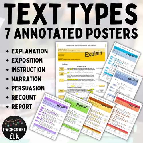 Text Type Posters | Non-Fiction Writing | Text Recognition | 7 ...