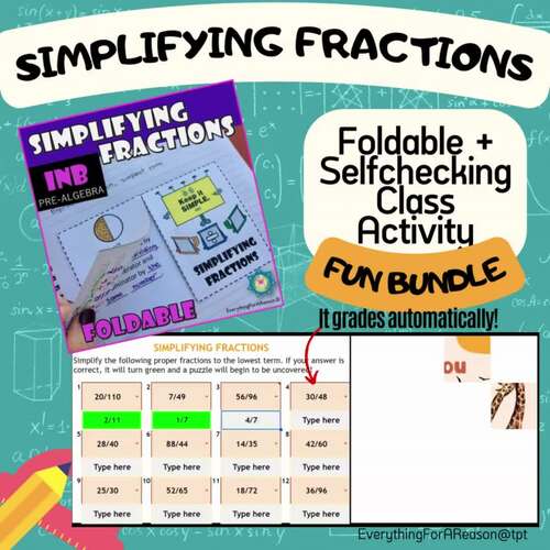 Simplifying Fractions Fun Bundle: Foldable + Self-graded Activity