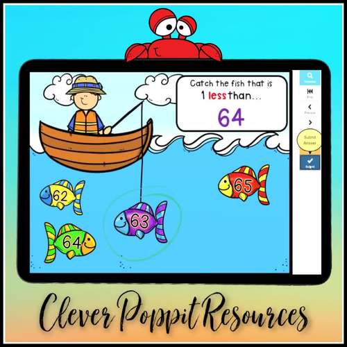 BOOM CARDS - One more, One less Fishing - Numbers 0-100 | TpT