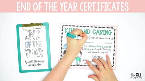 End of the Year Awards- Speech Therapy Certificates- Editable & Printed