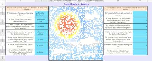 Digital Science Pixel Art Mystery Picture Seasons Google | TPT