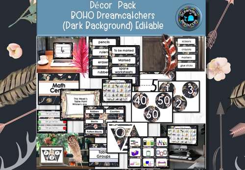 CLASSROOM DECOR I BLACK BOHO DESIGN I labels, signs, posters and charts