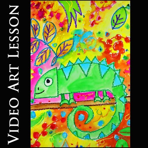 CHAMELEON Drawing & Painting Art Lesson | EASY Jungle Theme Art Project