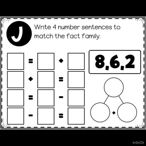 Fact Families within 10 Task Cards for 1st Grade — Write and Wipe!