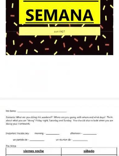 El Fin de Semana Escribir - Spanish Writing Project w/Scaffolding ...