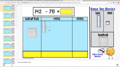 Subtraction of 3-Digit Numbers With Regrouping Using Base Ten Blocks