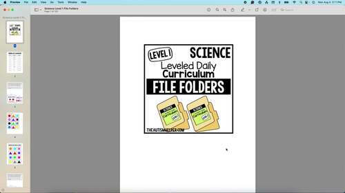 Level 1 Science Leveled Daily Curriculum FILE FOLDER ACTIVITIES | TPT