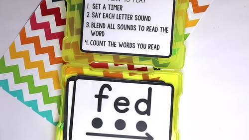 CVC Words Short E Blending Fluency Cards by Yassah-Rose Early Learning