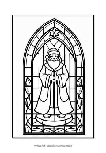 Discover Holiday Peace with Stained Glass Santa Claus Coloring Pages Vol. 3