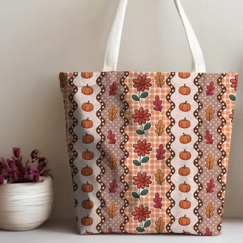 Fall Stripes Seamless Digital Paper Pattern Pumpkins Leaves Orange ...