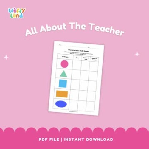 Characteristics of 2D Shapes Worksheet - Geometry Activity Math Review