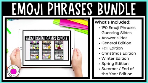 Emoji Picture Games - Guess The Phrase Pictionary Activity Bundle