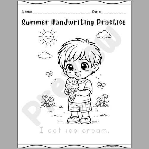Summer Handwriting Practice | Trace & Copy Sentences | No-Prep ...
