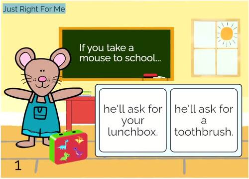 If You Take a Mouse to School Post-Reading Boom Cards by Just Right For Me