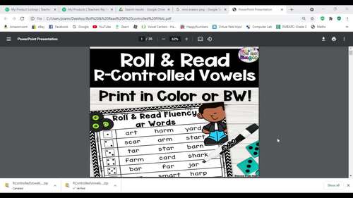 Roll and Read R-Controlled Vowels! Differentiated and Perfect for Centers!