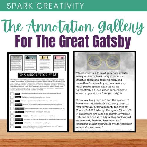 The Great Gatsby Annotation Gallery Activity by Spark Creativity