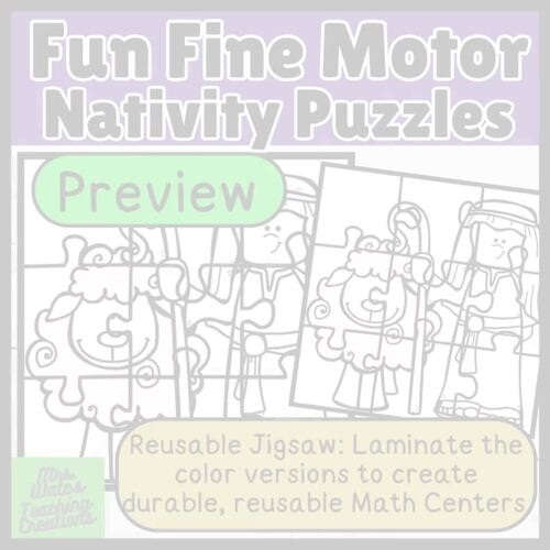 NO PREP Nativity Puzzles | Fine Motor Activity 4-9 Piece Birth of Jesus K-1