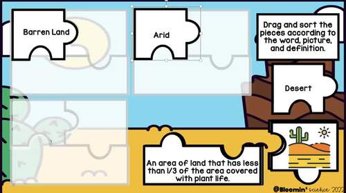 Desert Biome | Puzzle Sort | Digital Activity | Vocabulary Cards | ESL