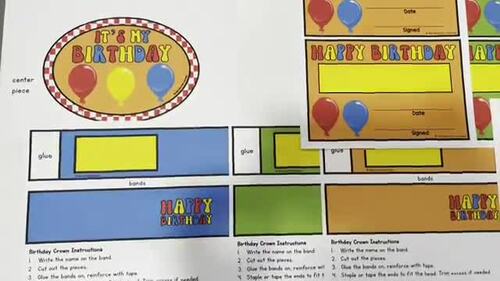 Birthday Crowns, Certificates and Straw Balloons by Mini Mountain Learning