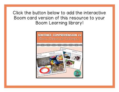 Complex Sentence #2: Comprehension of Concepts, Speech, opposites ...