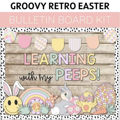 Groovy Retro Easter Bulletin Board, Easter and Spring Door Decor April ...