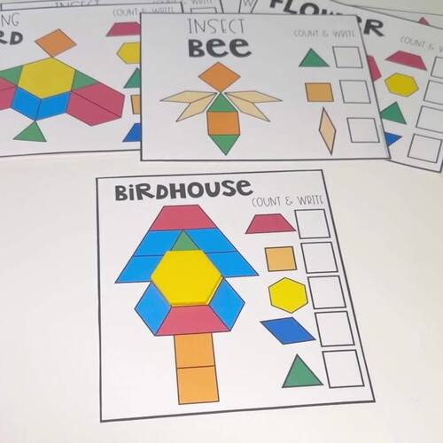 Spring Pattern Block Cards Geometry Activities Kindergarten and Preschool