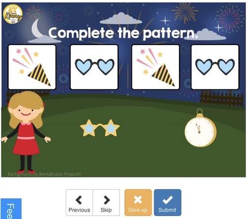 New Year Patterns Picture Sequencing Boom Cards by Teacher Kimmy