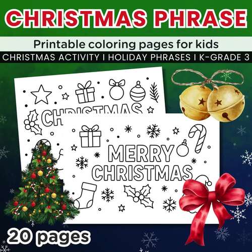 Christmas Phrase Coloring Pages, Holiday Vocabulary & Festive Activity ...
