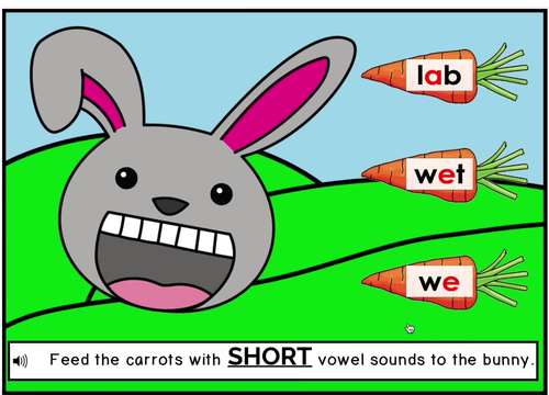 Long and Short Vowel Sorting Easter Boom Cards by Step by Step Literacy