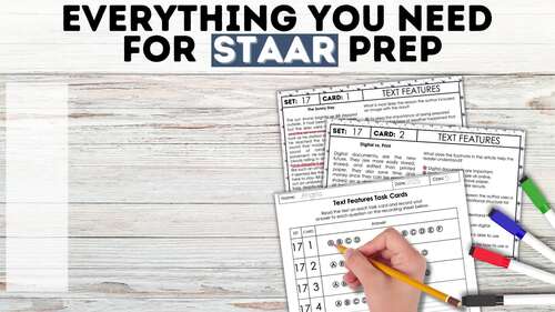 STAAR 2.0 Text Features Task Cards with New Item Types | Test Prep