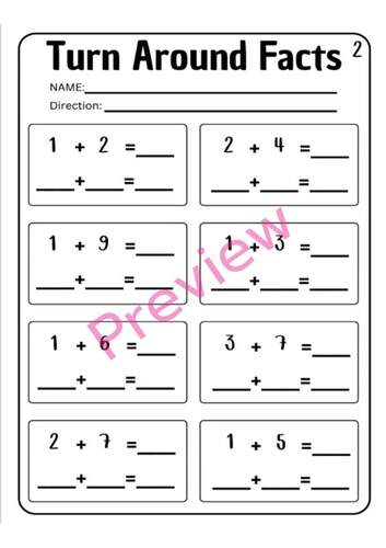 Turn Around Fact Addition Practice Worksheets by RED Sheets | TPT