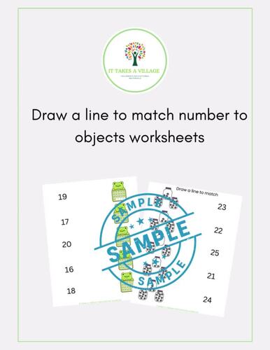 Draw a line to match numbers to objects worksheets-suitable with ABLLS ...
