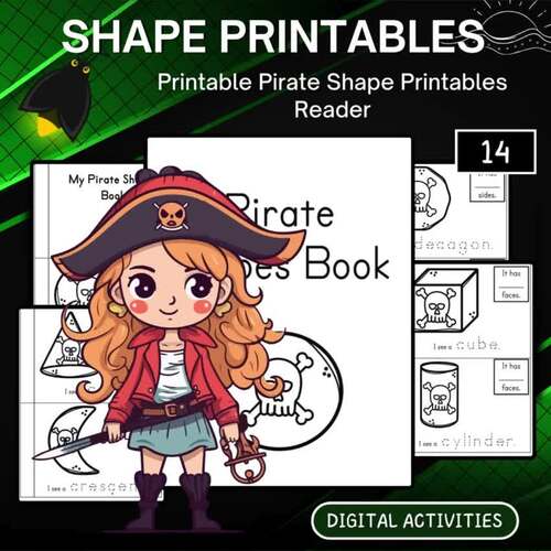 Printable Pirate Shape Printables Reader by GLD Worksheet Kids | TPT