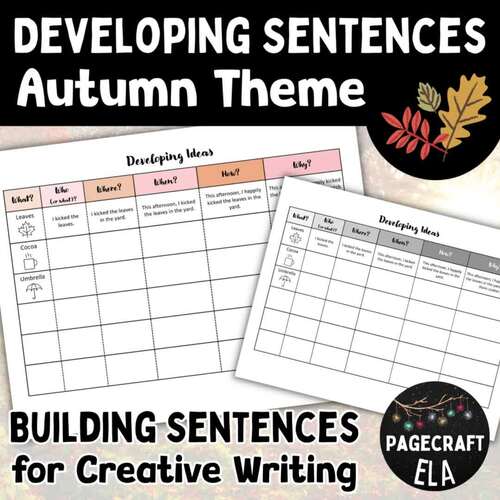 Fall Autumn Writing | Developing Ideas | Sentence Building | October ...