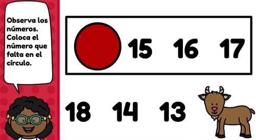 Google Slides and Seesaw Math in Spanish- Los animales- El número que falta
