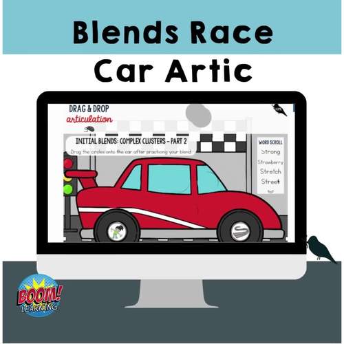 Blends Race Car Boom Cards™ & Printable Dot Art Articulation Worksheets
