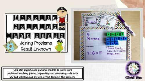 Result unknown joining word problem task cards by Cloud Ten | TPT